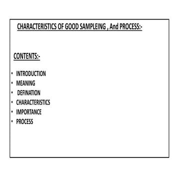Characteristics of good Sampling and process | PDF