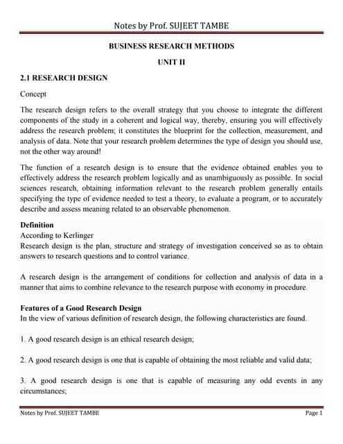 Business Research Methods Unit 1 notes | PDF