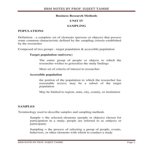 Business Research Methods Unit 1 notes | PDF