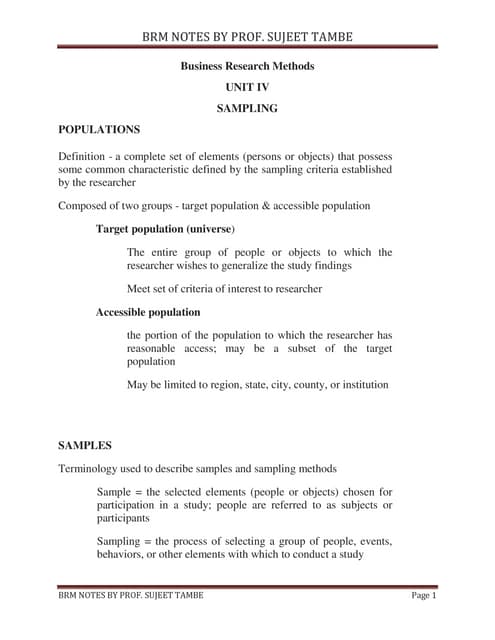 Business Research Methods Unit 1 notes | PDF