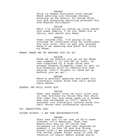 Broadcast radio script | DOCX