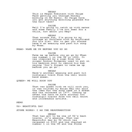 Broadcast radio script | DOCX