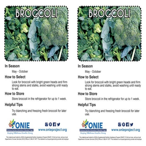 Broccoli Recipe Card | PDF