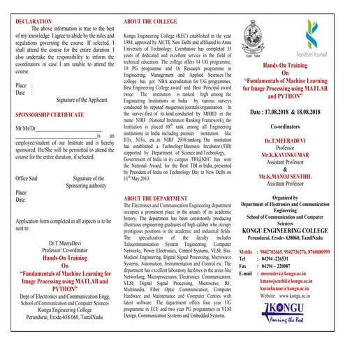 Brochure-Fundamentals of ML and Image processing using MATLAB and ...