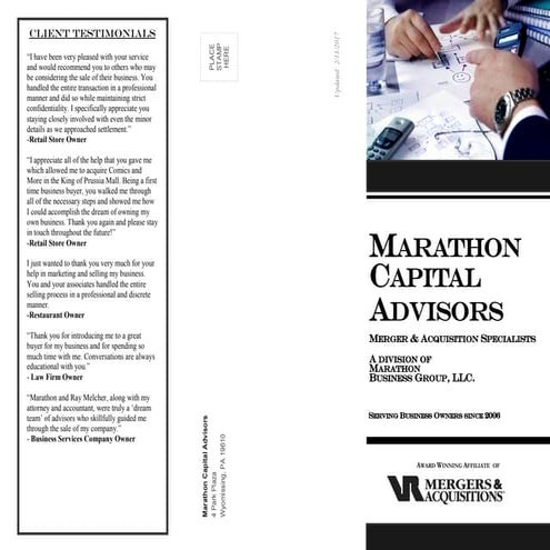 Marathon Capital Advisors brochure | PDF | Mergers and Acquisitions ...