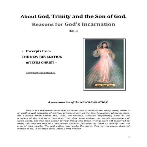 Brochure - NEW REVELATION - About God, Trinity and the Son of God - ed 1 | PDF
