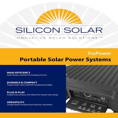 Silicon Solar Brochure - TruPower Portable Solar Power Systems | PDF