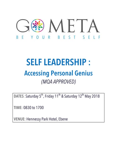 Self Leadership | PDF | Workshops and Classes | Hobbies & Interests