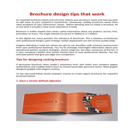 Brochure design tips that work | PDF | Business | Business and Finance