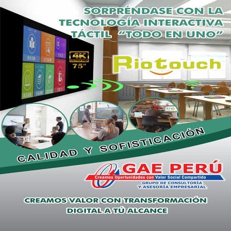 Brochure pantallas inteligentes interactivas 4k gae rio touch | PDF