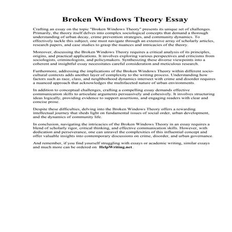 Broken Windows Theory Essay | PDF