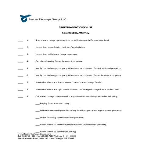 Broker/Agent Checklist | PDF