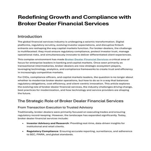 Redefining Growth and Compliance with Broker Dealer Financial Services ...