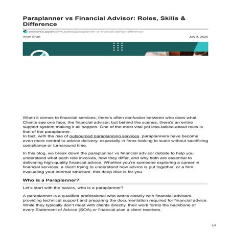 Behind the Advice: Comparing Paraplanners and Financial Advisors | PDF