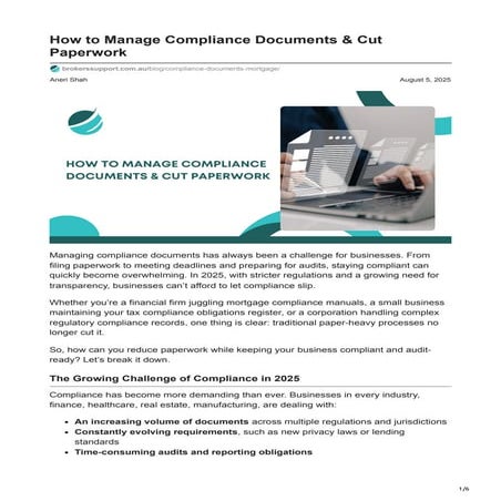 Digital Solutions for Compliance Efficiency | PDF
