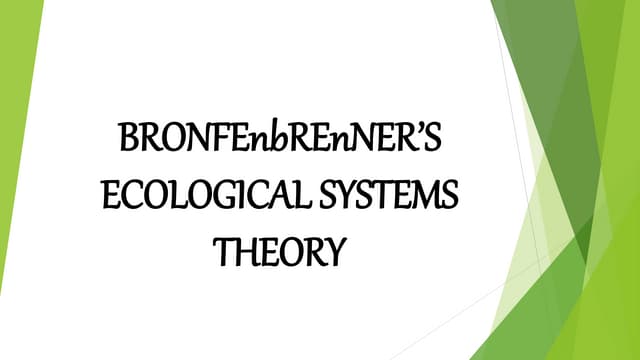 Bronfenbrenner Ecological Theory | PPTX