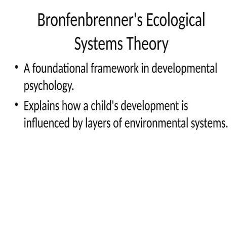 Urie Bronfenbrenner theory presentation in brief | PPTX