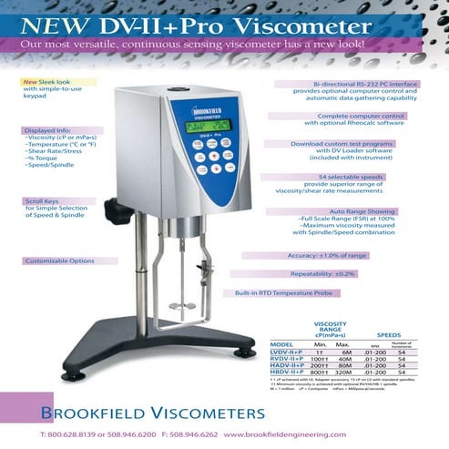 Brookfield Dv Ii + Pro Viscometer | PDF