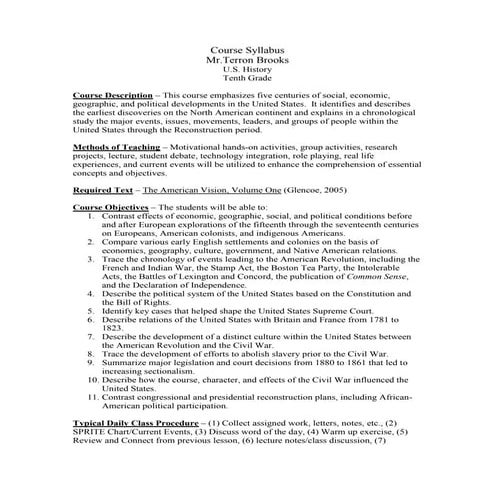 2012 US History course syllabus | DOCX