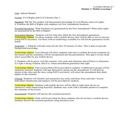 Lesson Plan: Bill of Rights | PDF