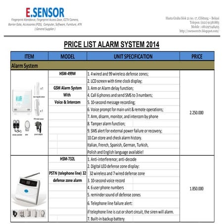 Brosur alarm 2014 esensor | PPT