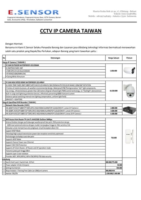 Contoh Surat Penawaran Jasa Instalasi CCTV | PDF