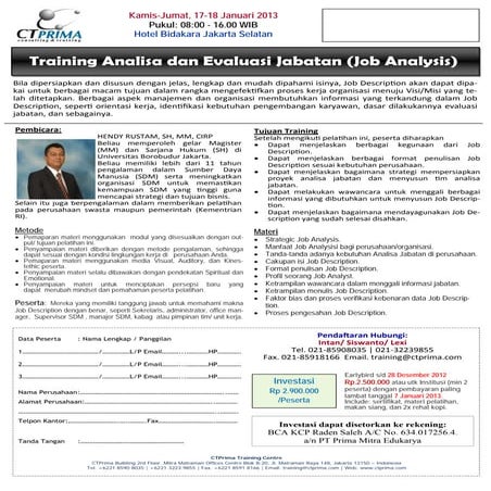 Contoh Job Analysis | PDF