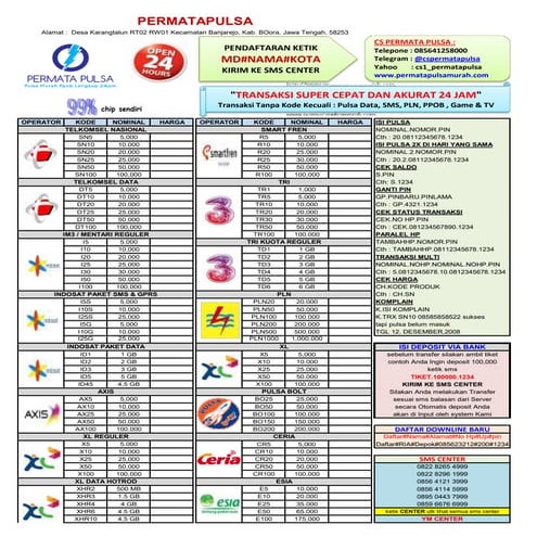 Brosur Pulsa Murah permatapulsamurah com | PDF