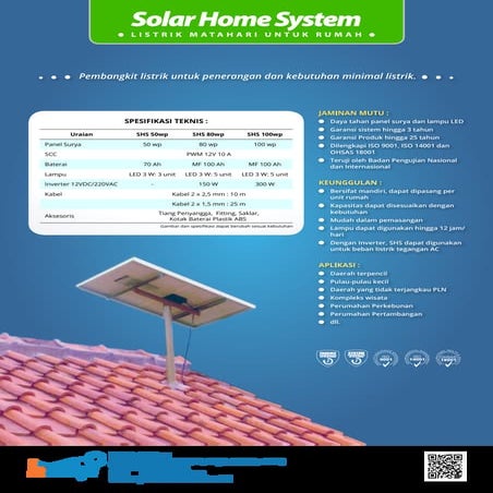 SHS, Solar Home System - Pembangkit listrik untuk penerangan dan ...