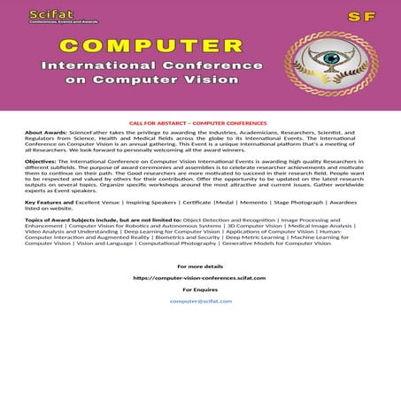 15 th Edition of International conference on computer vision | DOCX