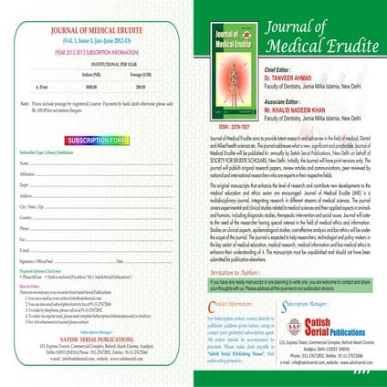 Cover page: Journal of Medical Erudite | PDF