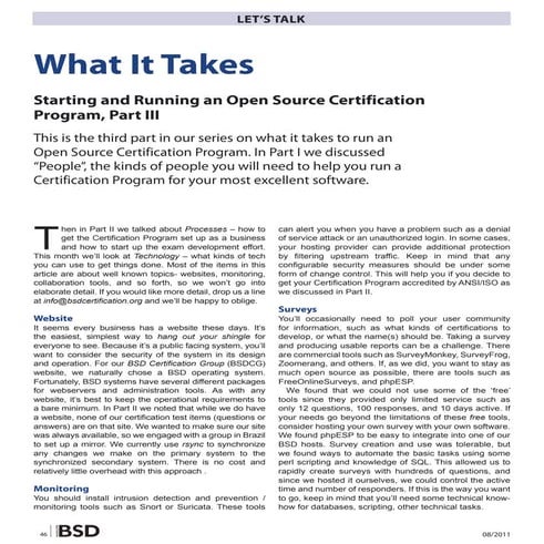 BSD Certification: A Case Study in Open Source Community | PDF