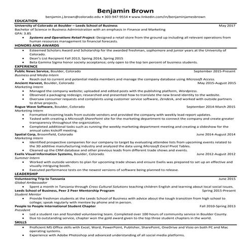 Ben Brown Resume | PDF