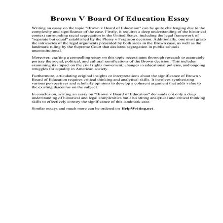 Brown V Board Of Education Essay. Brown v. Board of Education and Civil ...