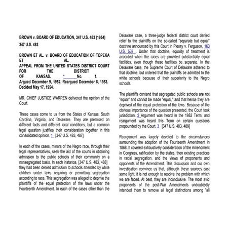 Brown vs board of education | DOC