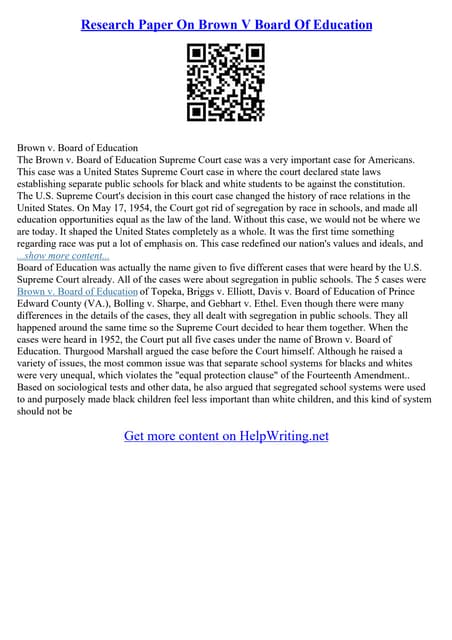 Brown v. Board of Education Case - Assignment Solution | PPT