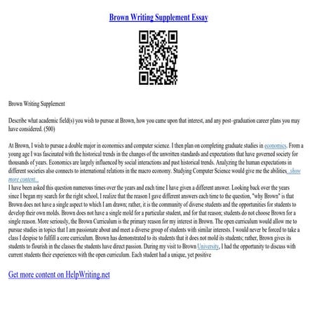 Brown Writing Supplement Essay | PDF