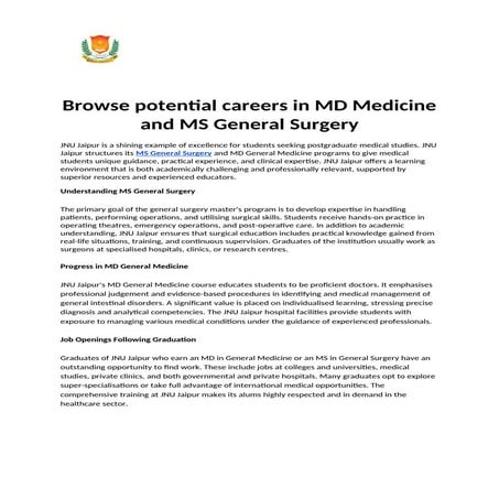 Browse potential careers in MD Medicine and MS General Surgery.docx