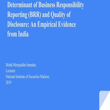 Business Responsibility Reproting (BRR) Analysis | PPTX