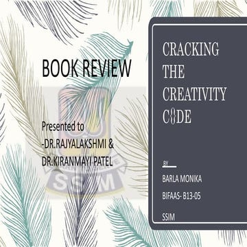 review on book "CRACKING THE CREATIVITY C{}DE | PPT