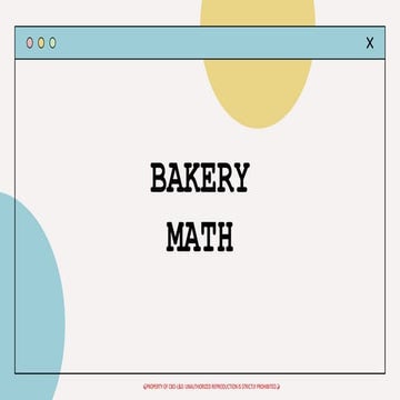 Bakery Math- Intro to Baking and Pastries | PDF