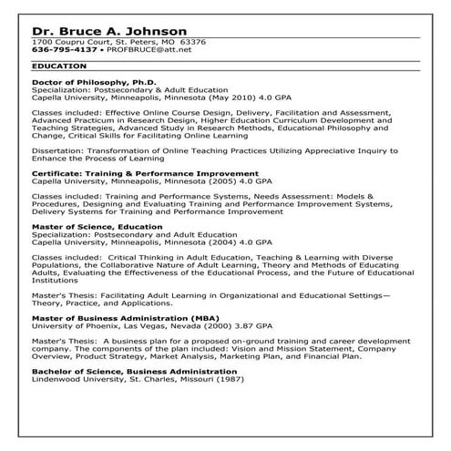 Dr Bruce A Johnson CV | PDF