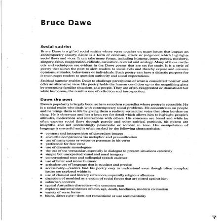 Bruce Dawe Analysis | PDF