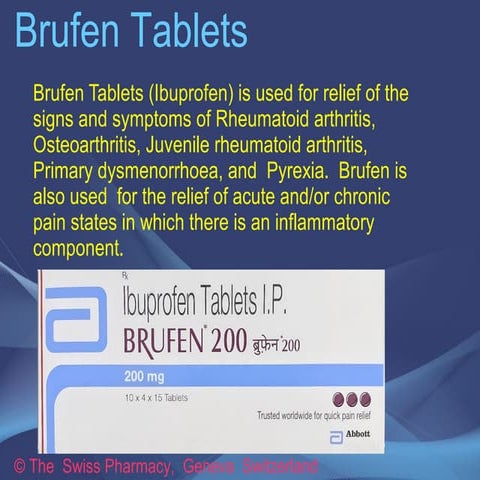 Brufen Tablets for Treatment of Arthritis, Dysmenorrhoea, and Pyrexia | ODP
