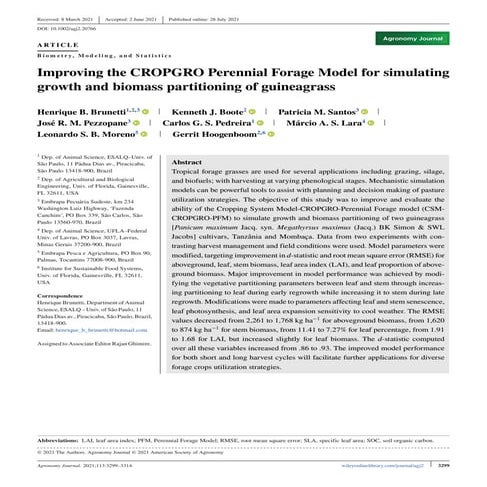 Brunetti et al 2021 Improving CROPGRO for partitioning in Panicum Agron ...