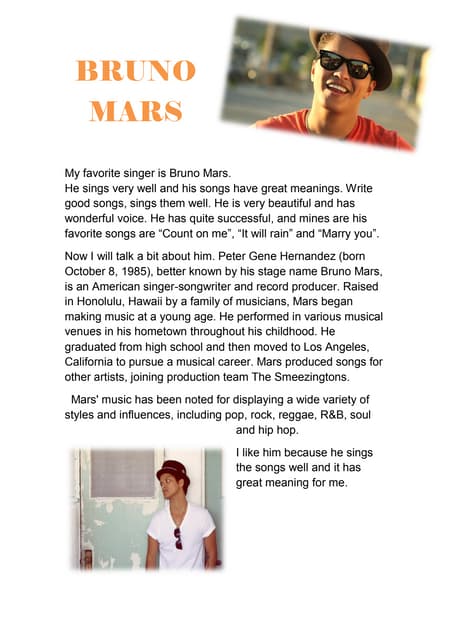 Bruno mars presentation | PPTX | R&B/Soul/Funk | Music