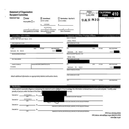 Bryan Parker FPPC Form 410 | PDF