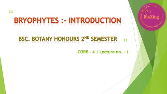 General Characters Of Bryophytes Ppt