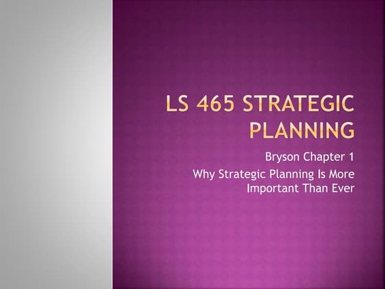 Bryson. chapter 2. the strategy change cycle. an effective strategic ...