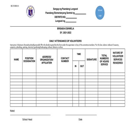 BS-Form 4 - Daily Attendance of Volunteer.docx